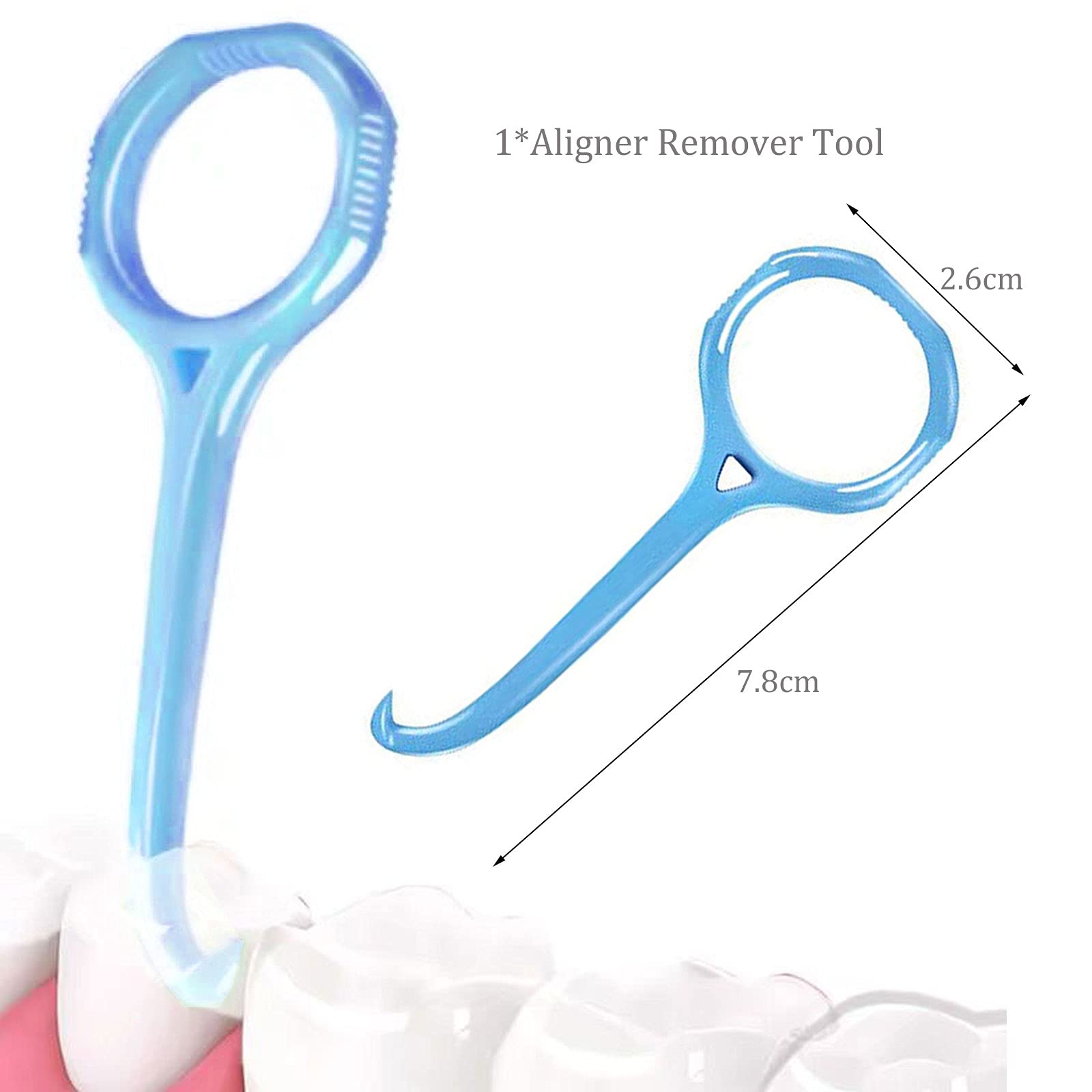 HRASY Oral Care Disassembly Kit/7pcs Including 1 Retainer Case With Mirror and Vent Holes | 1 Aligner Remover Tool | 4 Elastic Rubber Bands Placers | 1 Cleaning Brush (Blue)