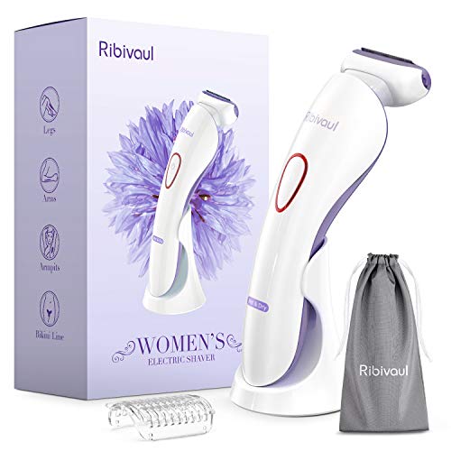 Electric Shaver for Women, Ribivaul Women's Electric Razor for Legs and Underarms, Cordless Ladies Electric Razor for Women Pubic Hair, 3-Blade in 1 Foil Shaver and Bikini Trimmer, Wet & Dry Use, Blue