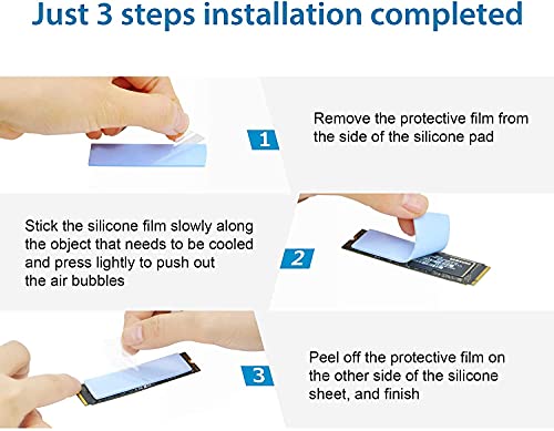 A ADWITS [ 9-Pack ] Thermal Conductive Silicone Pads, Soft Safe Simple to Apply for SSD CPU GPU LED IC Chipset Cooling -Blue
