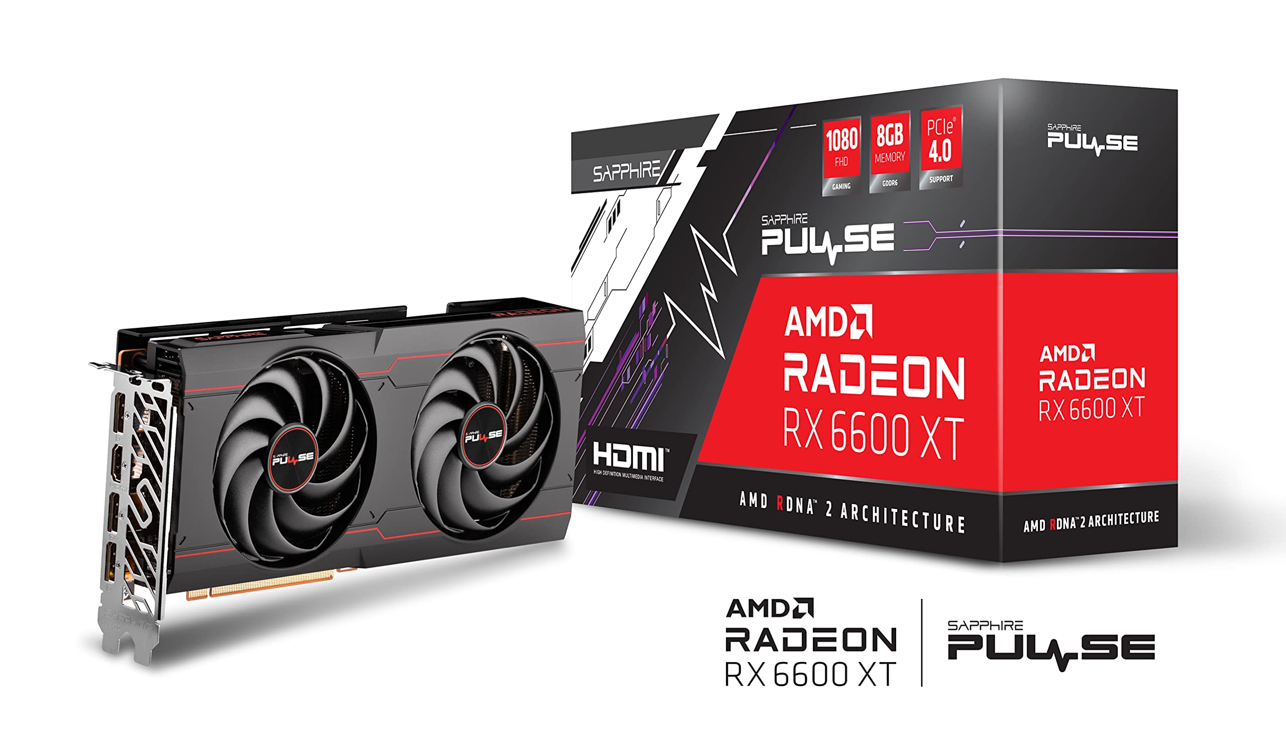 Sapphire 11309-03-20G Pulse AMD Radeon RX 6600 XT Gaming Graphics Card with 8GB GDDR6, AMD RDNA 2
