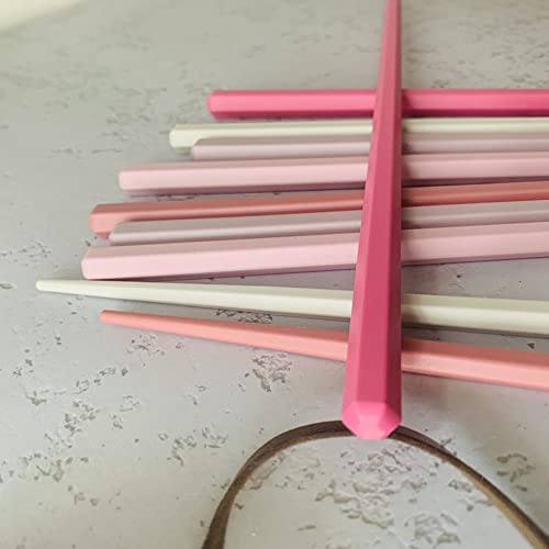 5 Pairs Fiberglass Reusable Chopsticks, Non-Slip, 5 Pairs Gift Set (Pink)