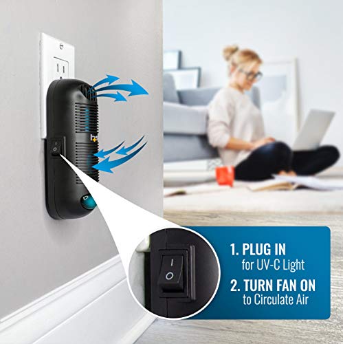 HealthSmart Air Purifier and Air Sanitizer with UVC Ultraviolet Light That Cleans up to 300 Square Feet Pluggable, Black, 1 Count