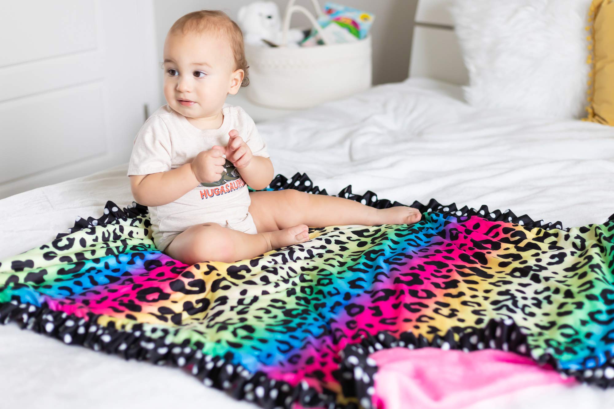 CandyJane Baby Blanket for Girls, Infant, Toddler, Rainbow Leopard Print, Super Soft Minky Fabric, 30 X 40 Inch (CJLBB1984)