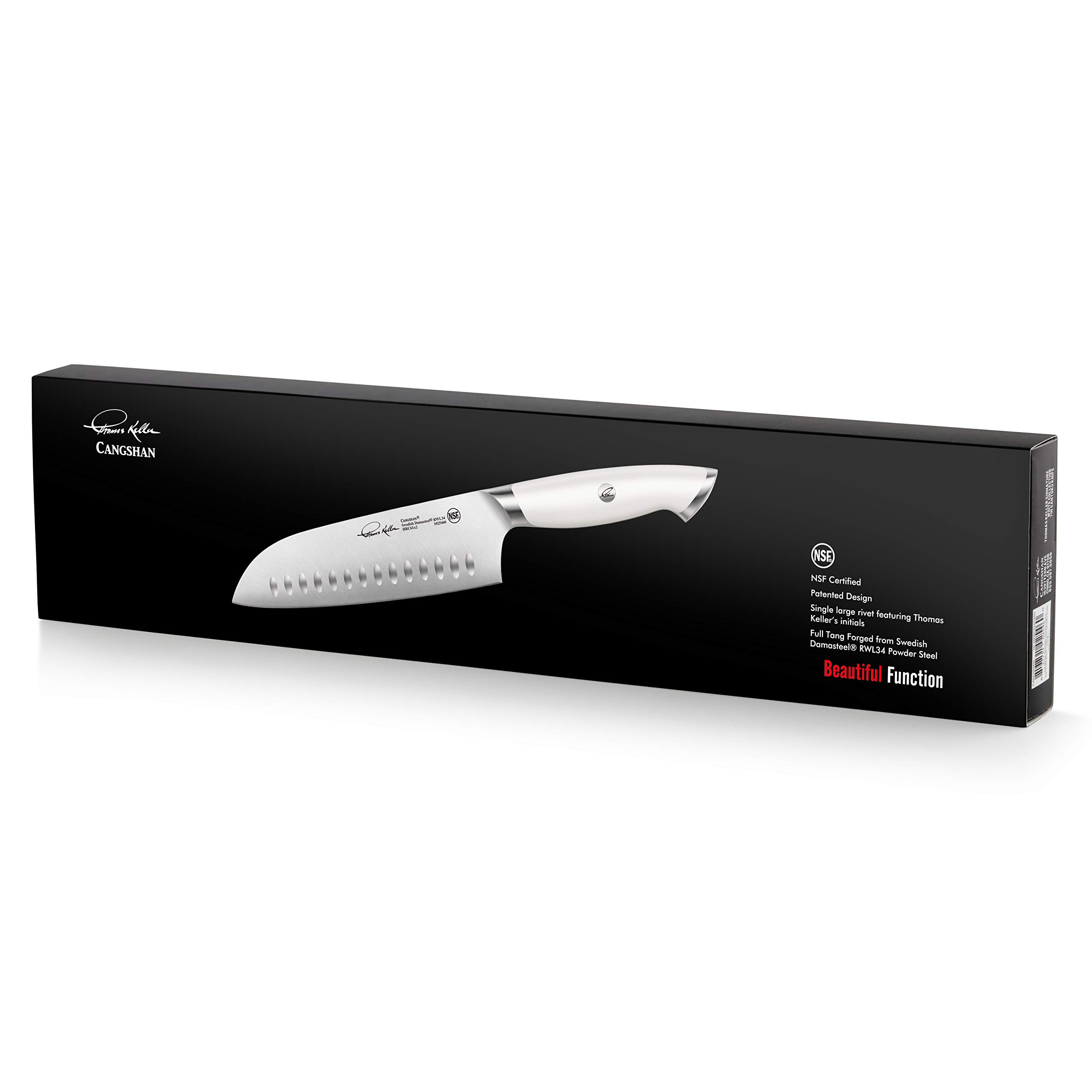 Cangshan Thomas Keller Signature Collection Swedish Powder Steel Forged, 7-Inch Santoku Knife, White
