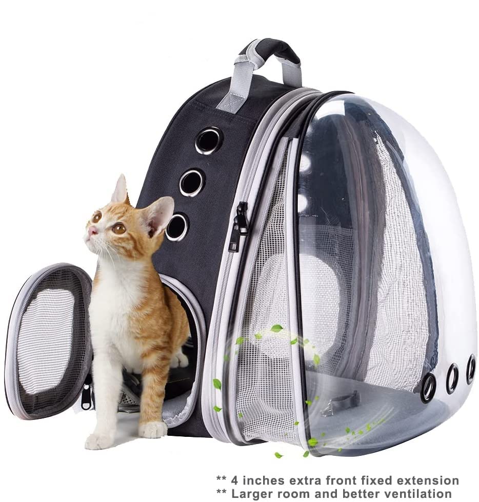Front Expandable Cat Backpack Carrier, Fit up to 20 lbs, Space Capsule Bubble Window Pet Carrier Backpack for Large Fat Cat and Small Puppy