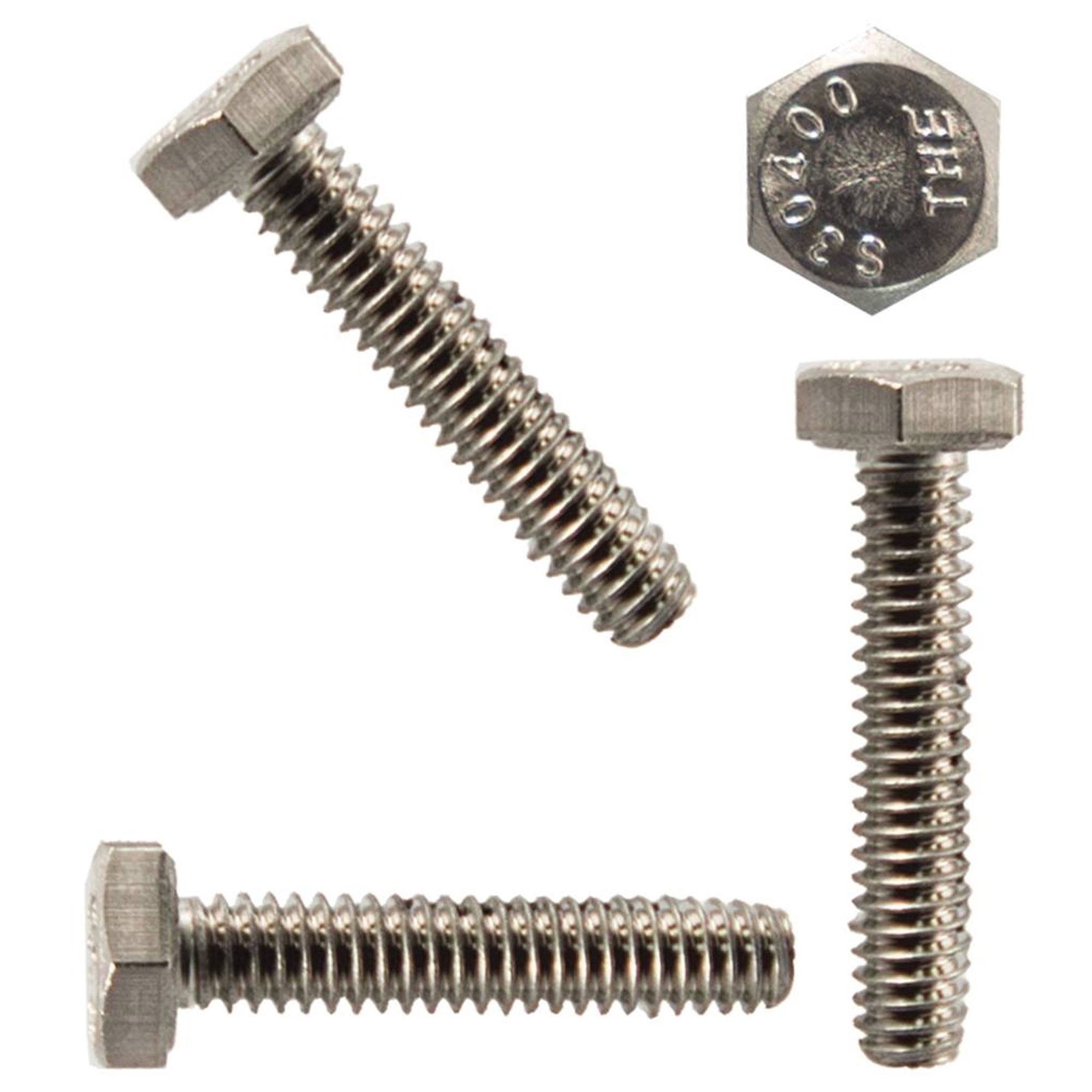 5/16-18 x 1-1/4" Hex Head Cap Screw Bolts, External Hex Drive, Stainless Steel 18-8, Full Thread, Bright Finish, Flat Point, Quantity 25 by Fastenere