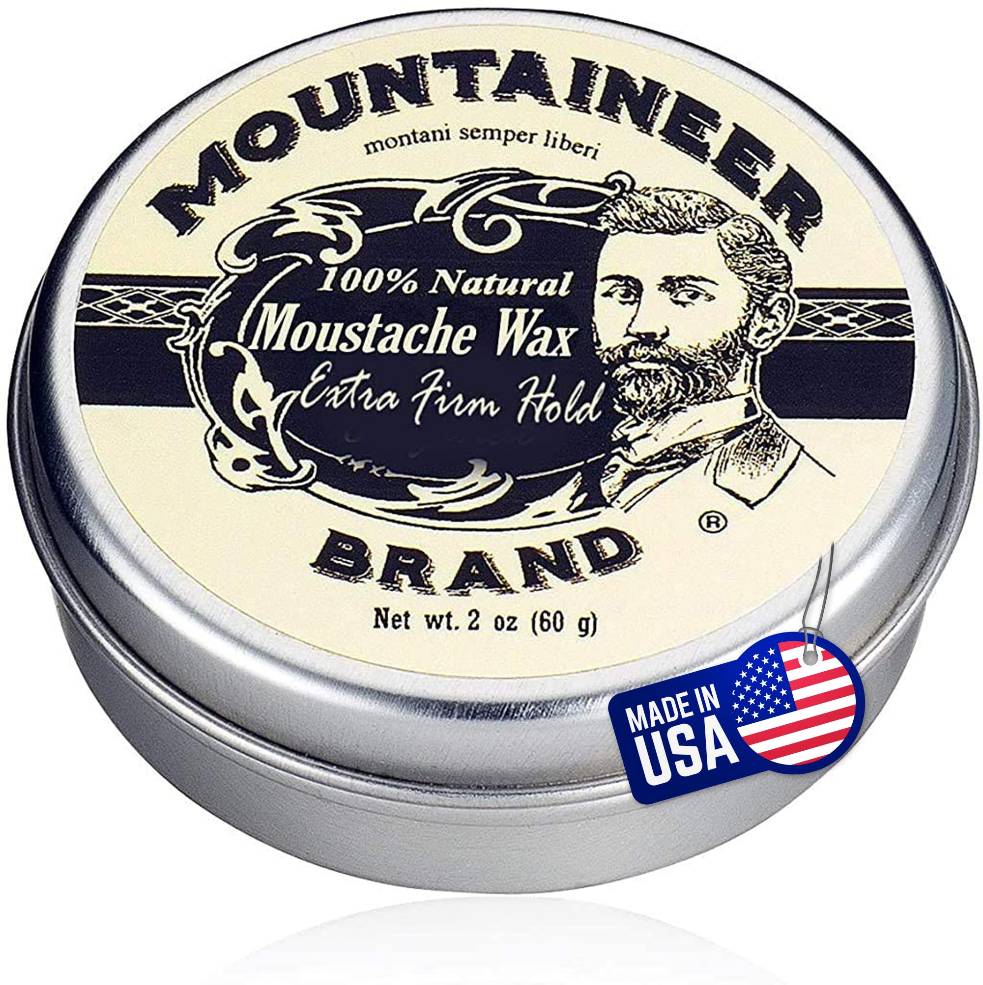 Mountaineer Brand Unscented Mustache Wax | Strong and Extra Firm Hold | All Natural Ingredients with Beeswax | Grooming Beard Moustache Wax For Men | Made in USA | 2oz