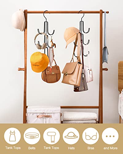 2Pack Purse Hanger Organizer for Closet Handbag Silver Metal Holder, Hanging Closet Organization Storage Scarves, Men's Ties, Women's Shawls, Backpacks, Belts, Accessories, Clothes (Black)