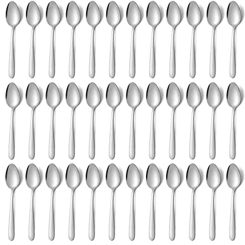 36 Pieces Dinner Spoons Set (7.4 inch), Pleafind Spoons Silverware, Stainless Steel Spoon, Silver Spoons, Mirror Polished Tablespoon, Silverware Spoons for Home, Kitchen, Restaurant, Dishwasher Safe