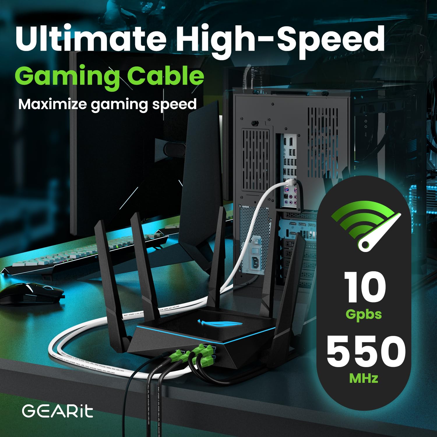 GearIT RJ45 Cat-6 Ethernet Patch Cable, 10Gpbs Transfer Speed, Gold-Plated Connectors, Copper Clad, Outdoor, UV Resistant, Direct Burial, Waterproof, Durable, 100 Foot (30.4 Meters), Black