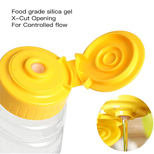 Lainrrew 6 Pcs 12 Oz Honey Jars, Plastic Honey Bottles Clear Empty Honey Containers Honey Dispenser Squeeze Honey Bottle with Leak Proof Flip-Top Caps for Storing and Dispensing (12oz)