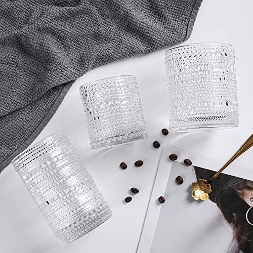 Amzcku Vintage Drinking Glass Set of 6 Kitchen Glasses Cup(13 OZ),for Water,Cocktail,Milk,Juice and Beverage.…