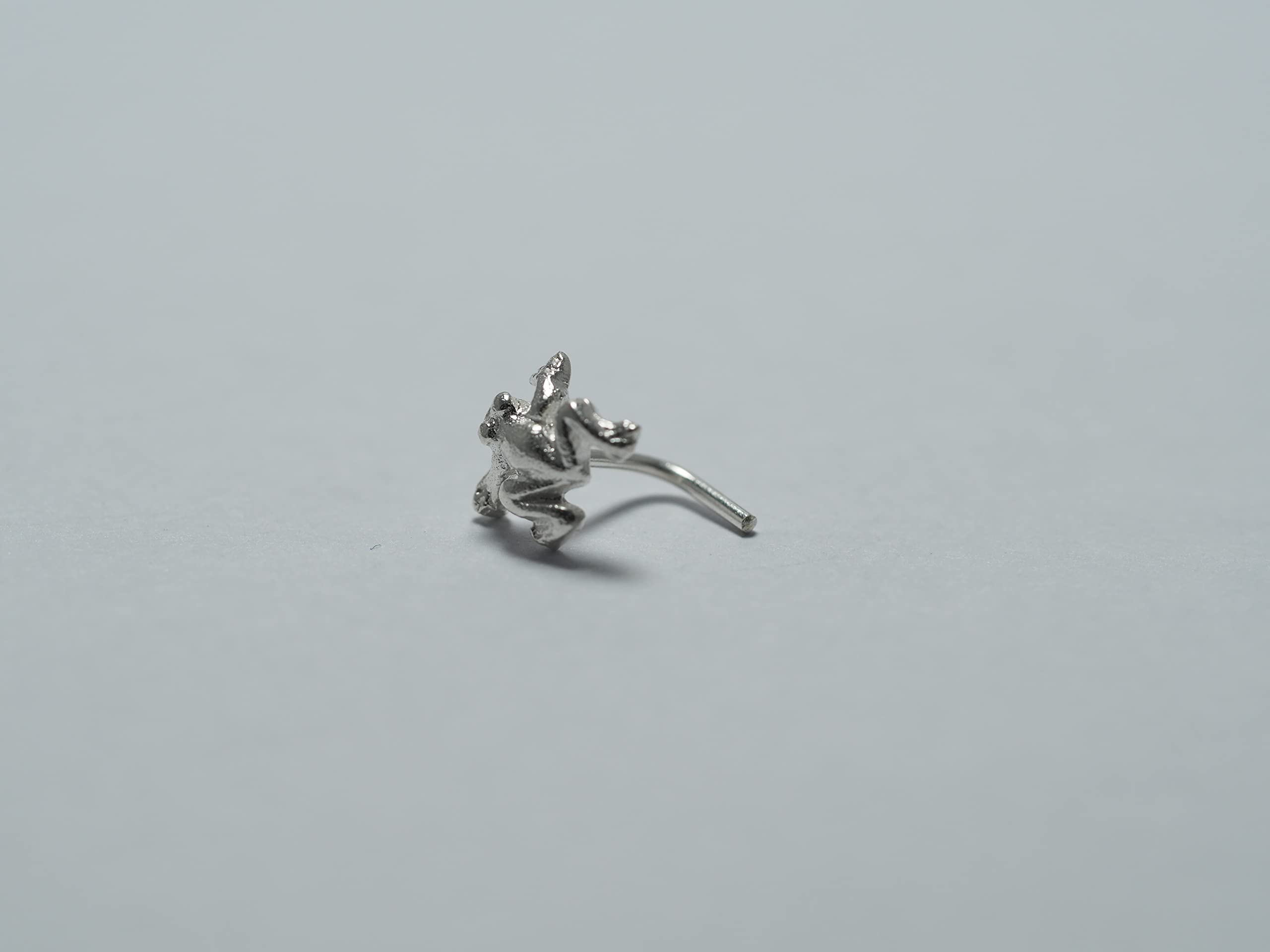 18, 20 Gauge sterling silver Frog Earring, nose stud/Jewelry Nose Stud, Silver Nose ring, Nose Piercing, Body Jewelry (18 gauge/silver L bend)