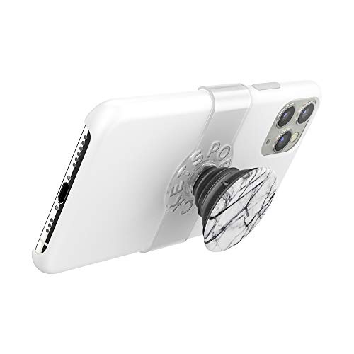PopSockets Phone Grip Slide for Phones and Cases, Sliding Phone Grip with Expanding Kickstand, PopSlide for Apple Silicone Case, iPhone 11 Pro - Clear Day