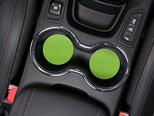 CARIBOU Coasters Neon Fluorescent Design Absorbent Round Fabric Felt Neoprene Car Coasters for Drinks (2.87 inches), 2pcs Set, Solid Green