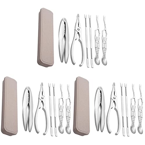 3sets/6pcs Nuts Pecan Picnic With, Case & for Crackers Shellers, Open Storage Including Shellfish Peel Utensils Nut/Steel Accessories Opener and Leg Shell Lobster Tools
