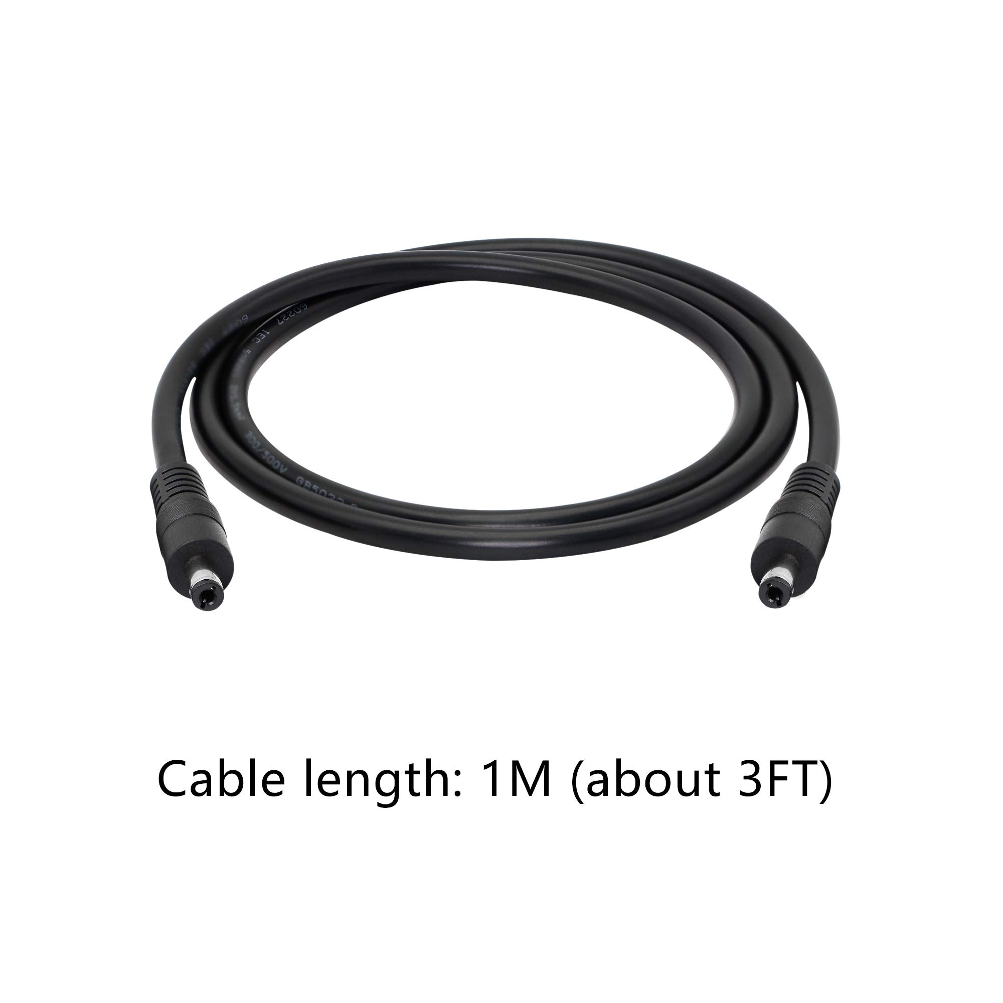 GINTOOYUN DC to DC Cable,3FT 18AWG DC 5.5MM x 2.1MM Male to Male Plug Power Adapter Cable for LED, CCTV, Car, Monitors,etc(2 Pcs)