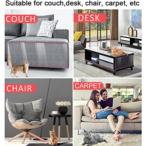 Cat Scratch Deterrent Tape - 12 x 17 Inches 8 PCS - Furniture Protector from Pet Scratch, Clear Double Side Anti-Scratch Cats Training Tape Sheets - Couch, Door, Walls, Carpet Protector β Residue Free