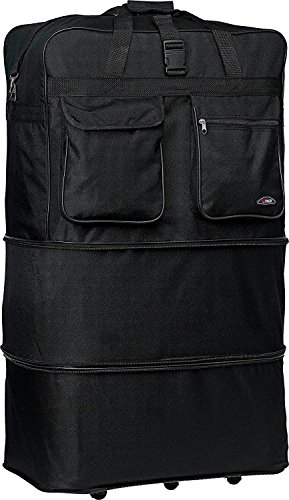 36" Rolling Wheeled Duffle Bag Spinner Suitcase Luggage Expandable (36 Inch, Black)