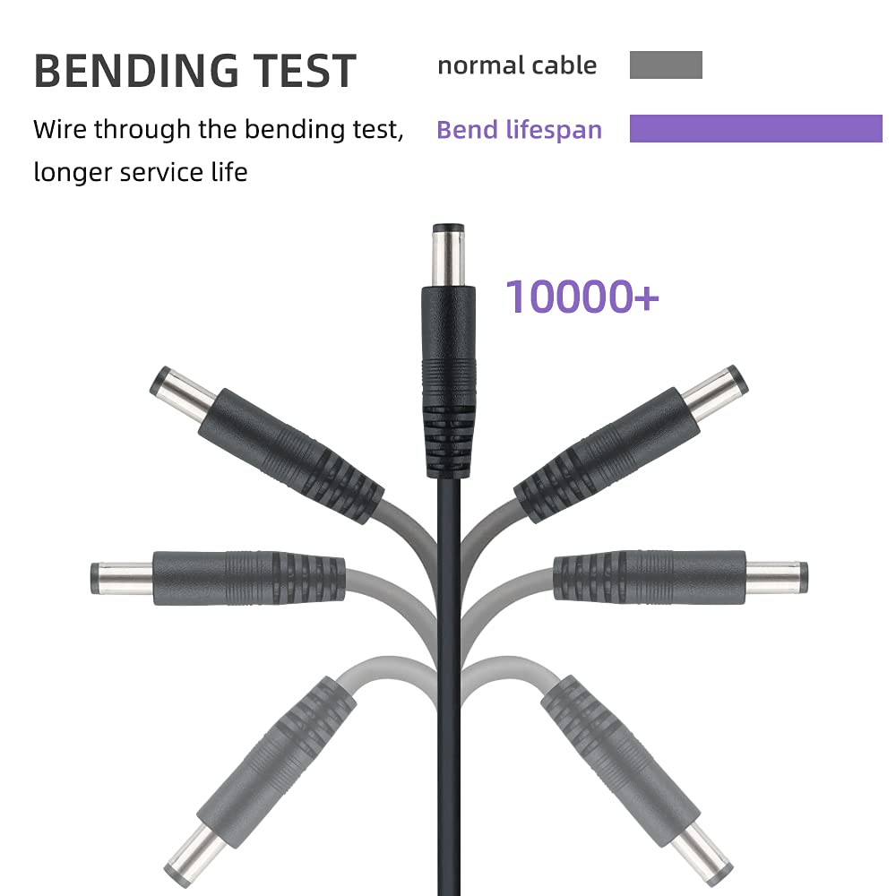 Power Extension Cable 2-Pack 33Feet 5.5mm x 2.1mm 12 Volt Male to Female Plug Cord for CCTV IP Security Camera DVRs and More Devices Black