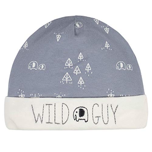 Gerber Baby Boys 4-Piece Gown and Cap Set, Wild Guy Grey, 0-6 Months