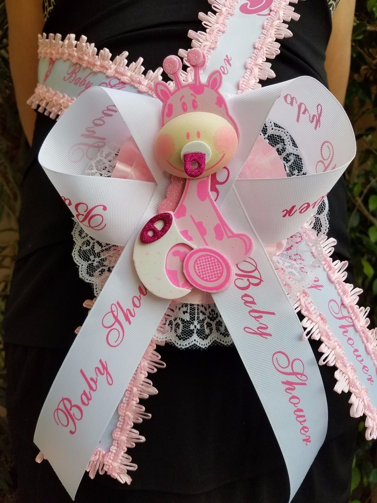 ANEWNICE Grehge r Mom to Be It's a Girl Giraffe Sash Pink Safari Garden Sculpture Outdoor Decoration