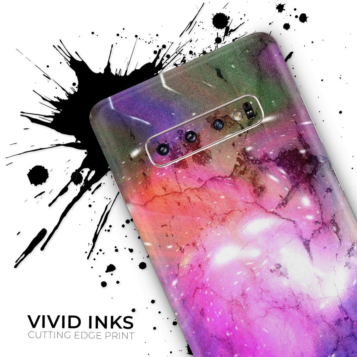 DesignSkinz Warped Neon Color-Splosion Protective Vinyl Decal Wrap Skin Cover Compatible with The Samsung Galaxy S20 (Screen Trim & Back Glass Skin)