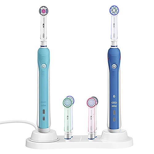 Electric Toothbrush Holder with 1 Charging Stand Slot, 1 Toothbrush Stand and 4 Toothbrush Head Stands + 4 PCS Toothbrush Head Covers for Oral B
