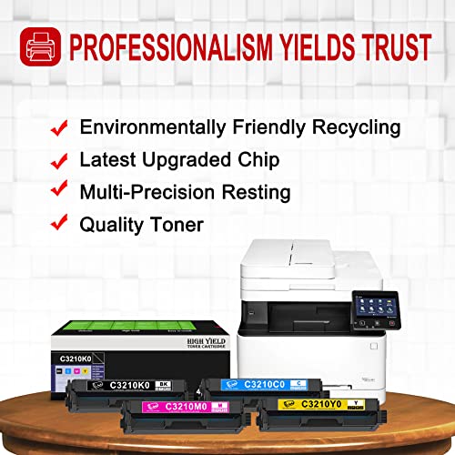 4 Pack 1BK+1C+1M+1Y C3224 C3210K0 C3210C0 C3210M0 C3210Y0 Toner Cartridge Replacement for Lexmark MC3224adwe MC3224i MC3326adwe MC3426i MC3224dwe MC3326i MC3426adw C3224dw C3326dw C3426dw Printer