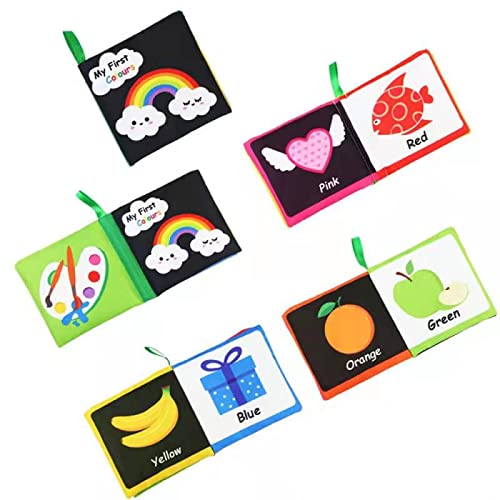4 Crinkle Book Baby Toy High Contrast Black and White Newborn Book Soft Cloth Book Touch and Feel Sensory Fabric Book Soft Tip Book Early Education Learning Books Toy for 3 6 12 Months