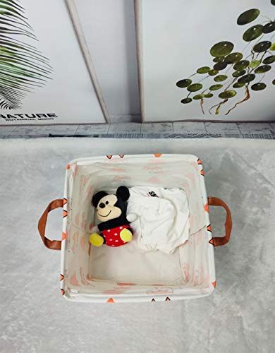 ASKETAM Square Canvas Collapsible Fabric Baby Toy Box Storage Bin Bedroom Decor Closet Kids Laundry Baskets Toy Organizer,Shelf Basket Nursery Storage,Gift Baskets(Fox Little Pine)