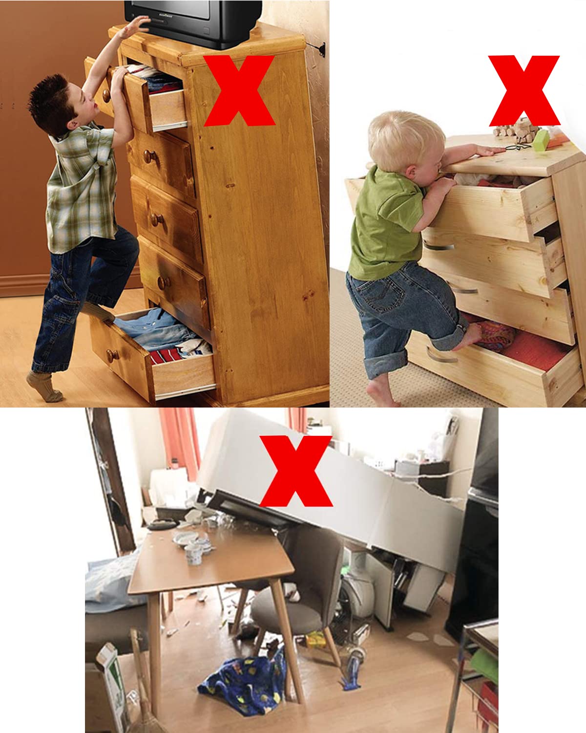 Furniture Anchors to Wall for Baby Proofing Anti Tip Wall Anchors 6 Pack Heavy Duty Dresser Safety Bracket Mount Strap Cabinet