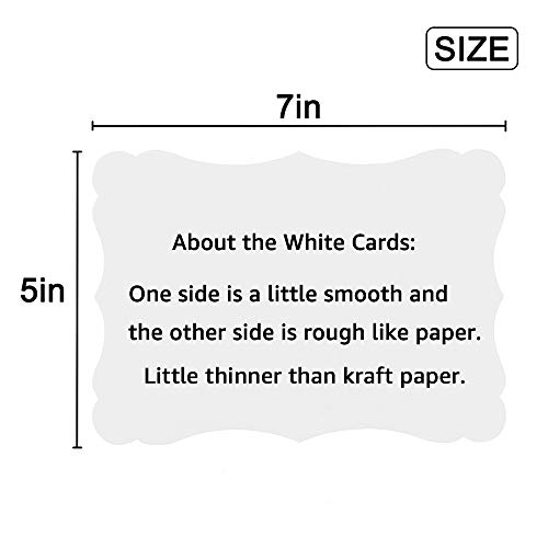 50 Pack Blank Kraft Cards Cardstock Thick Paper Brown Greeting Cards for DIY Gift Card Menus, Baby Shower and Wedding Invitations (5x7IN, White)