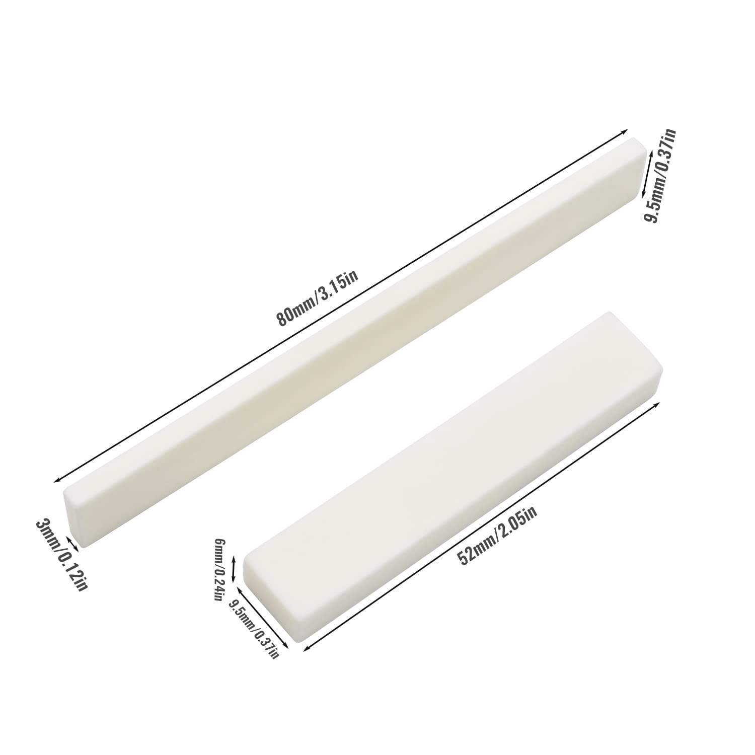 3 Set DIY Bone Guitar Bridge Blank Nut Saddle Compatible for Electric Bass Acoustic Classical Guitar Mandolin Banjo Ukulele (Saddlex3+Nutx3)