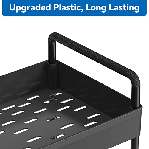 2 Pack 4 Tier Slim Storage Cart, Bathroom Organizer Laundry Room Organization Mobile Shelving Unit Slide Out Utility Rolling Rack with Wheels for Kitchen Garage Office Small Apartment Narrow Space