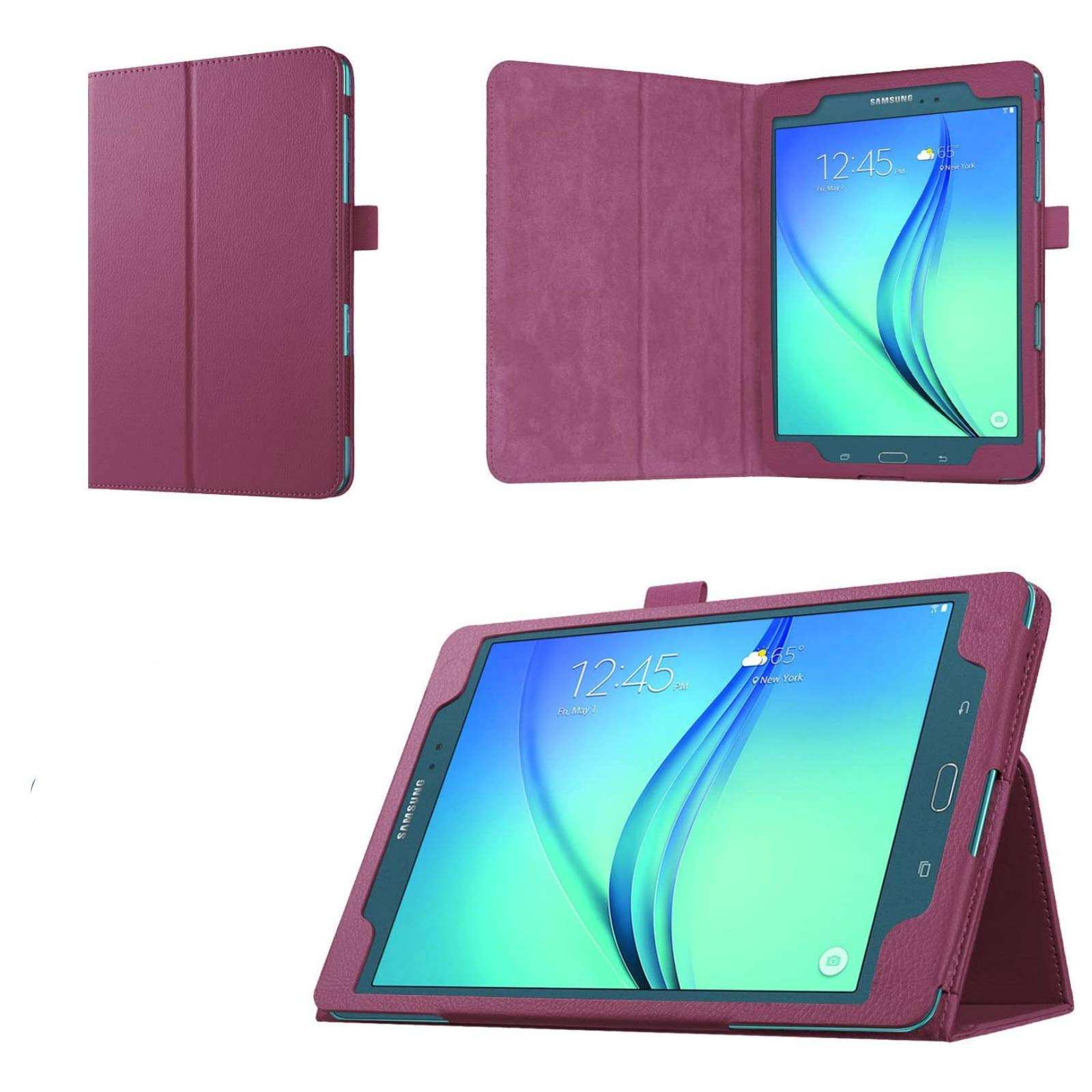 Asng for Samsung Galaxy Tab A 8.0 2015 Case - Slim Folding Cover Case with Auto Wake/Sleep and Stylus Pen Loop for Galaxy Tab A 8.0 Tablet SM-T350 2015 Release (NOT FITS 2017 Tab A 8.0) (Purple)