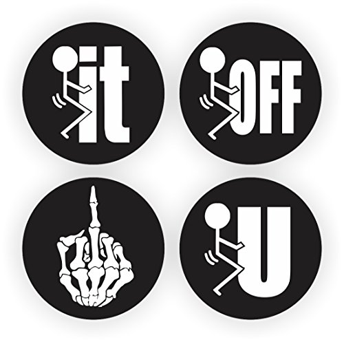 4 F%%k It F-You F-Off Flip Off Skull Hard Hat Stickers | Welding or Motorcycle Helmet Decals | Sarcastic Funny Labels