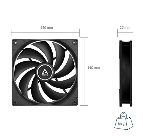 ARCTIC F14 PWM PST - PC Fan, 140mm PWM PST Case Fan with PWM Sharing Technology (PST), Quiet Motor, Computer, Fan Speed: 200–1350 RPM - Black