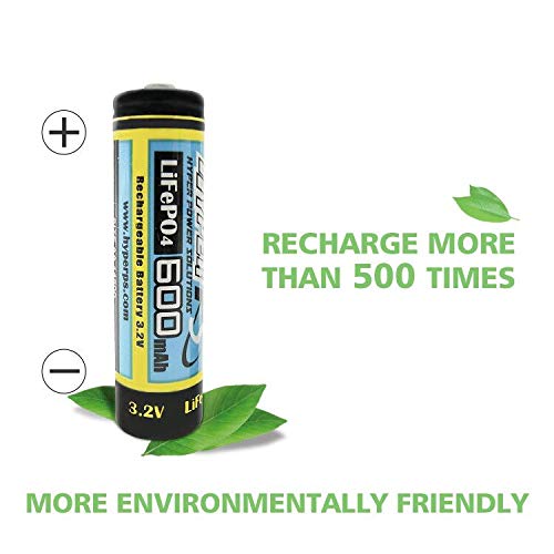 HYPERPS 3.2V AA 600mAh Rechargeable Battery for Solar Panel Light, Tooth Brush, Shaver, Flashlight (6-Pack)