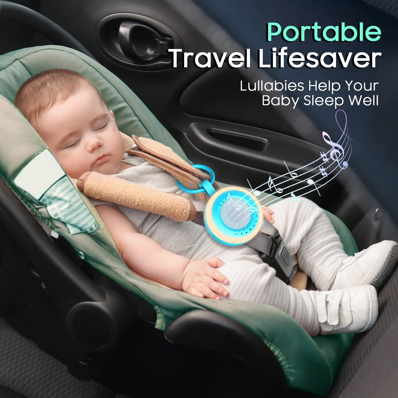 Portable Sound Machine for Baby Sleeping, Travel White Noise Machine with Night Light