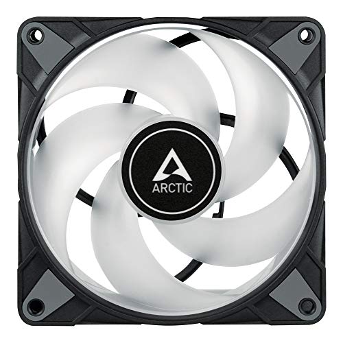 ARCTIC P12 PWM PST RGB - PC Fan, 120mm PWM Case Fan Optimized for Static Pressure, Semi-Passive: 200β2000 RPM (0 RPM <5%), 12V 4 pin RGB LED, Single Fan - Black