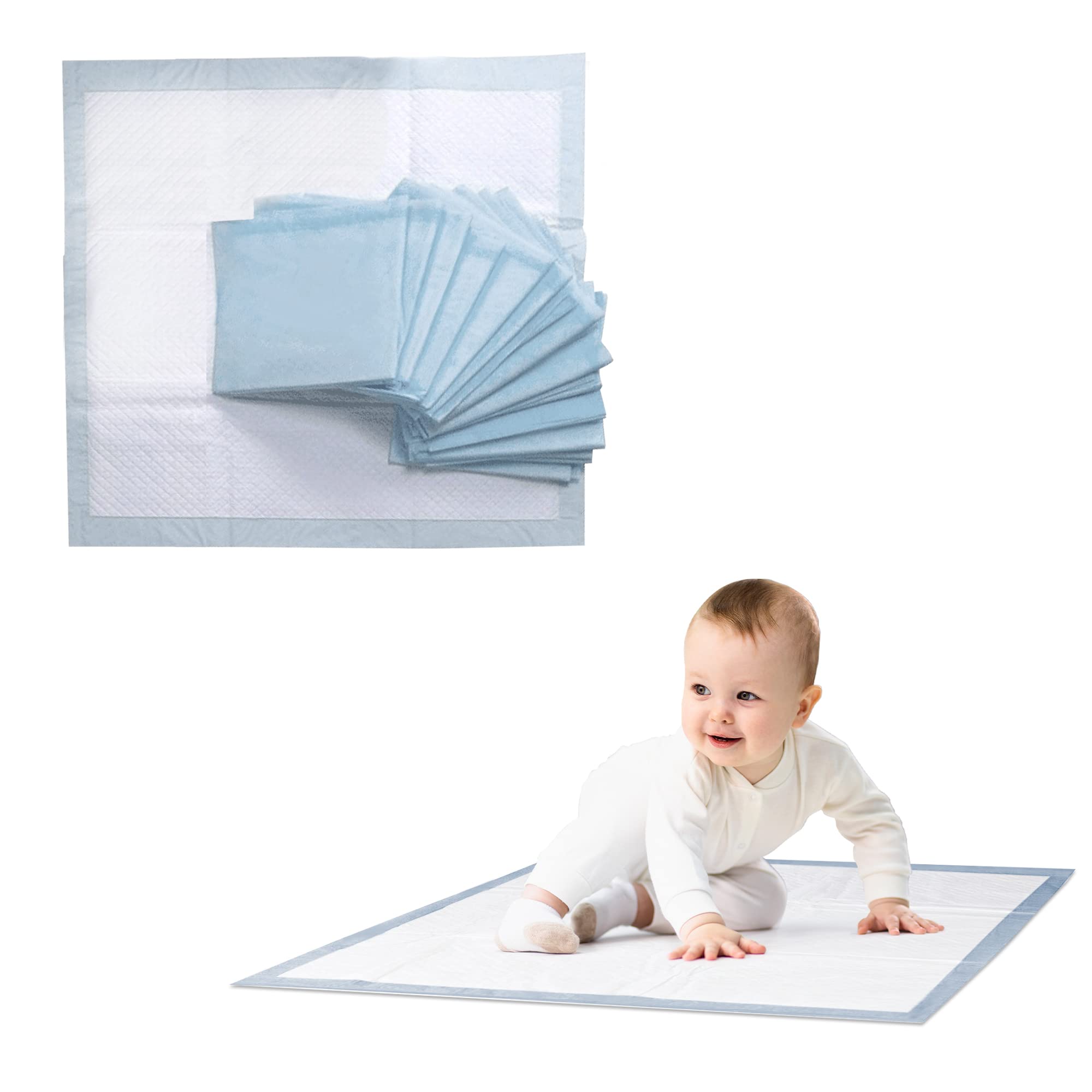 AMZ Reusable Bed Pads for Adults, Babies 27" x 27", Pack of 12 White Washable Bed Pads for Elderly, Single-Ply Cotton Incontinence Bed Pads Washable Large, Liquid Absorbent Reusable Pee Pads for Dogs