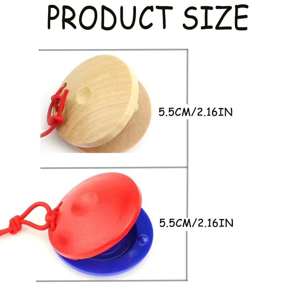 12 Pcs Musical Castanets Instrument, Clap Board Music Educational,Classroom DIY Wooden Percussion Instrument Finger Castanets (Wood color)