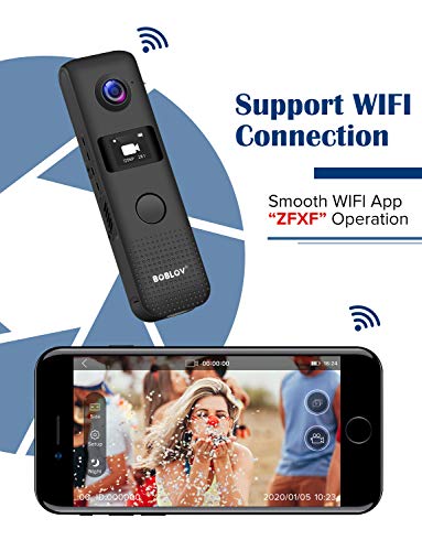 BOBLOV C18 WiFi Small Body Camera, 32GB Outdoor Mini Camera, 1296P Mini Body Worn Camera with OLED Screen, 3.5 Hours 1080P Recording Support WiFi, One Big Button for Recording (Built-in 32G)