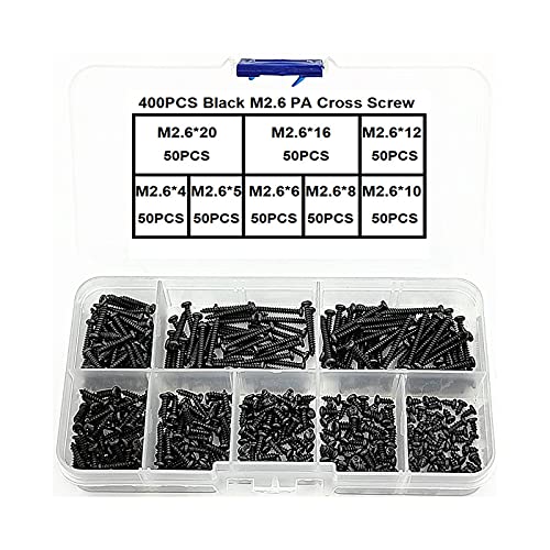 MUMUJJ PA Phillips Micro Laptop Repair Screws M2.6 M3 Computer PC Pan Micro Screws Self-Tapping Electronic Screws Assortment Kit 400pcs (Size : M2.6)
