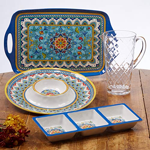 Certified International Portofino 9" Melamine Salad/Dessert Plate, Set of 6, Multi Colored, Medium