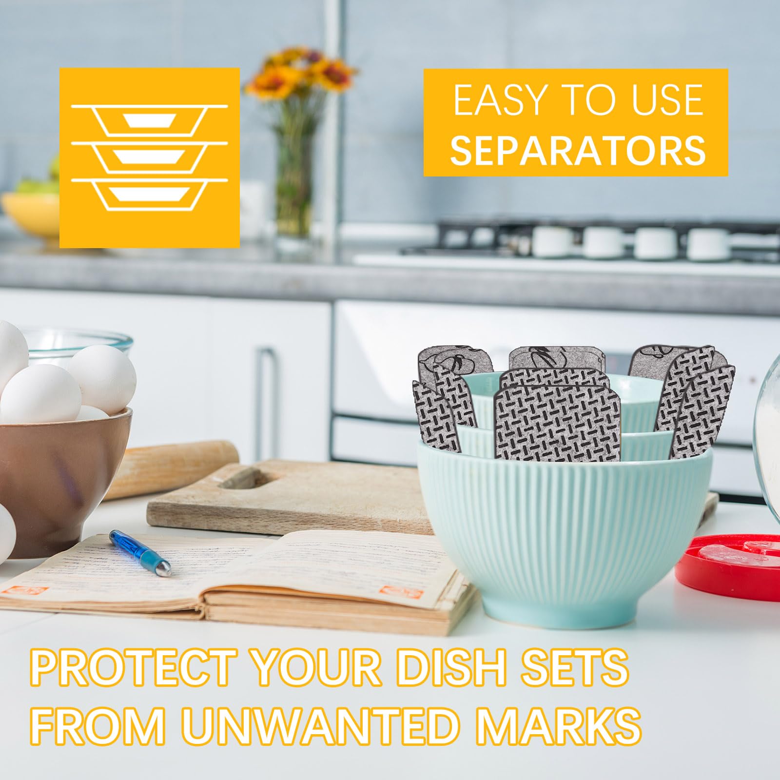 12 PCS pan Protectors for Stacking,Set of 3 Different Size 11/14/15 inches,pan separators Protectors,Pot Pads Anti-Slip to Avoid Scratching or Marring When Stacking