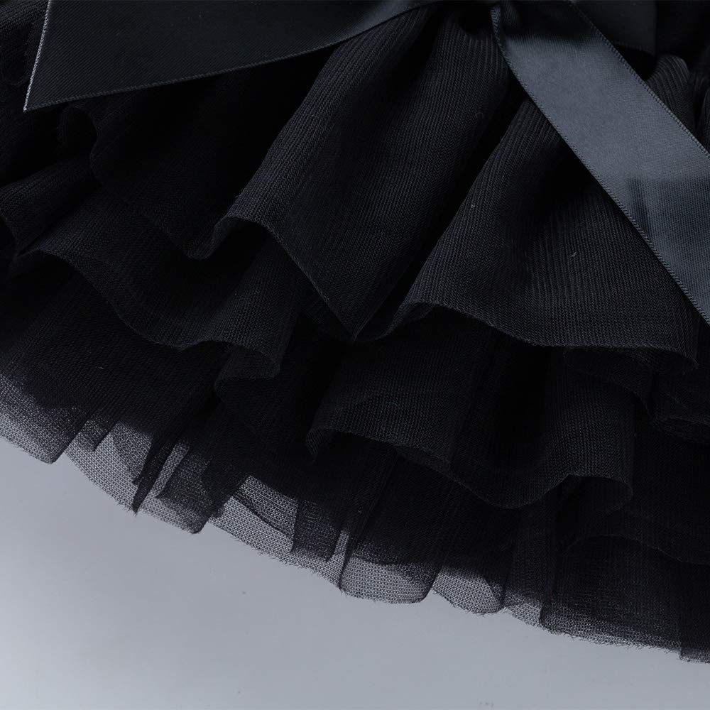 Anbaby Baby Girls Soft Tutu Skirt Toddler Ruffled Pants Diaper Cover Black 0-3M