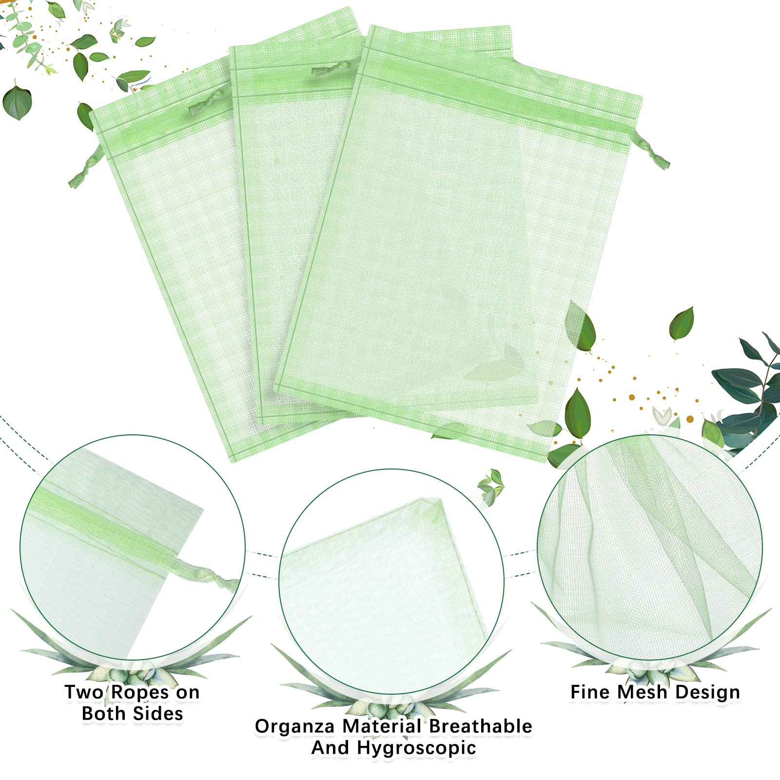 200 Pcs Fruit Protection Bags Fruit Netting Bags with Drawstring Fruit Bags for Fruit Fruit Protect Bags Vegetable Fruit Net Fruit Cover Mesh Bag for Protecting Fruits(Fruit Green,6 x 8 Inch)