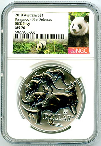 2019 AU Australia Australian Kangaroo Panda PRIVY .999 Silver Coin 5000 Minted Rare FIRST RELEASES $1 MS70 NGC